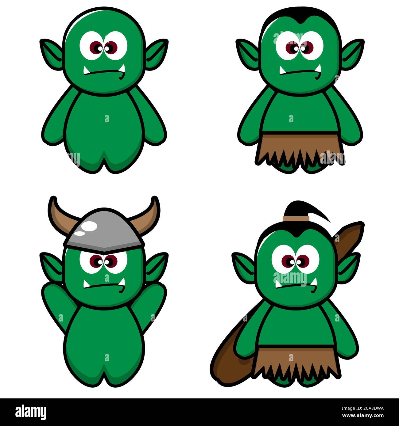 Cute orc with silhouette collection. vector cartoon illustration design ...