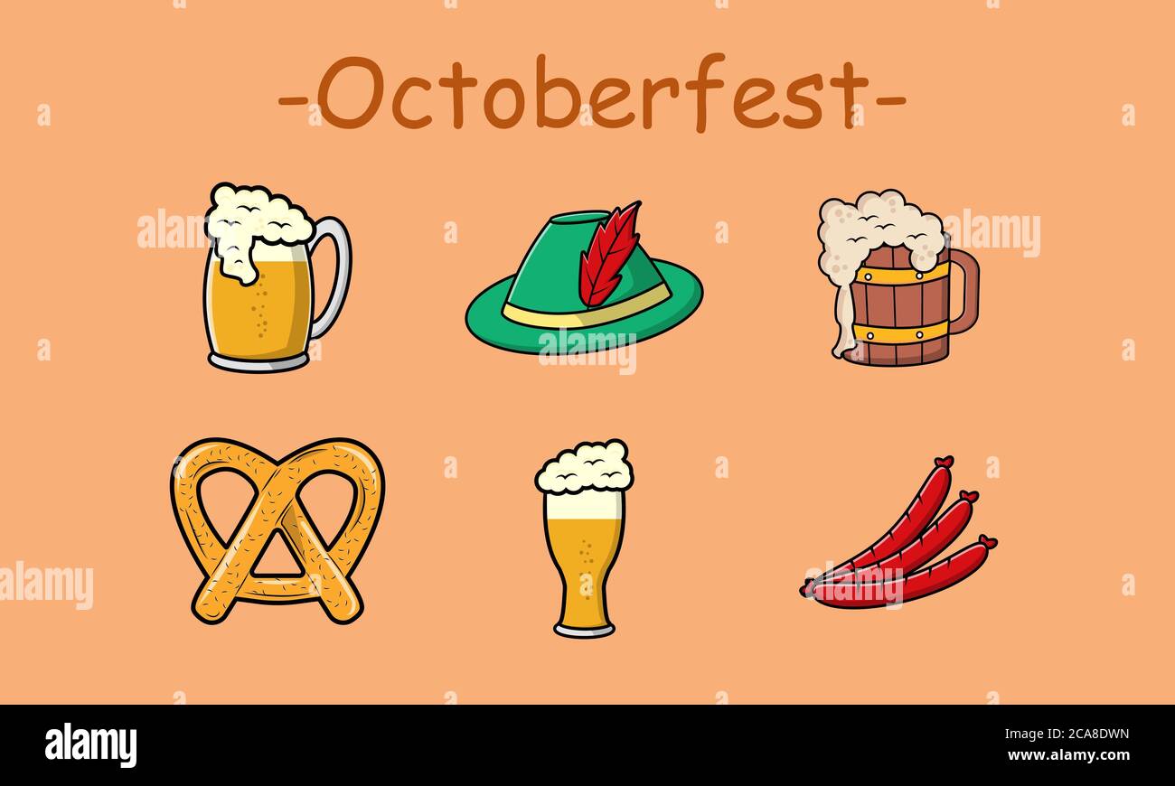 Cute October Fest Set Collection. Vector cartoon illustration design ...
