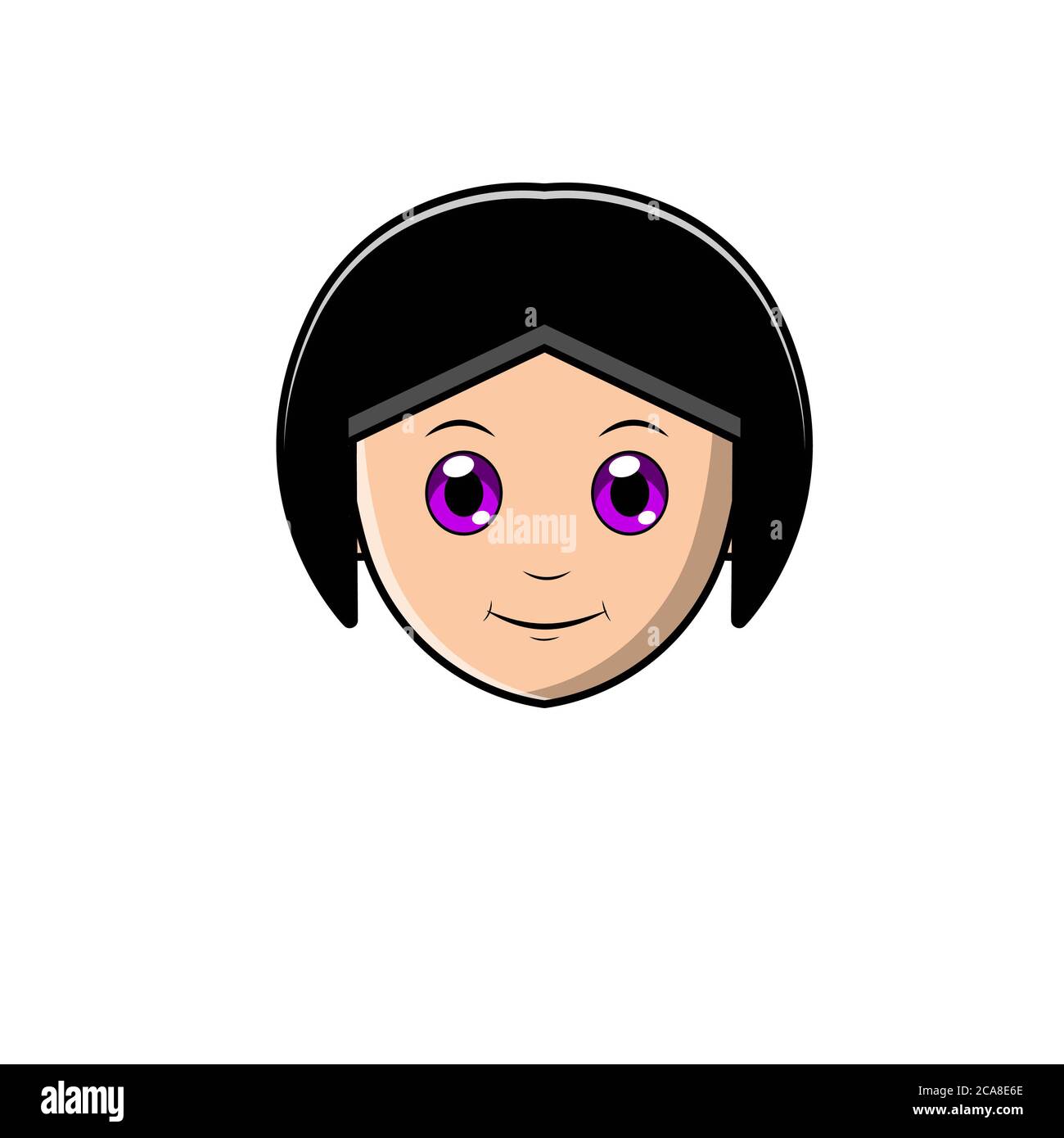 Cute Head Girl Character. Vector cartoon illustration design. Isolated ...