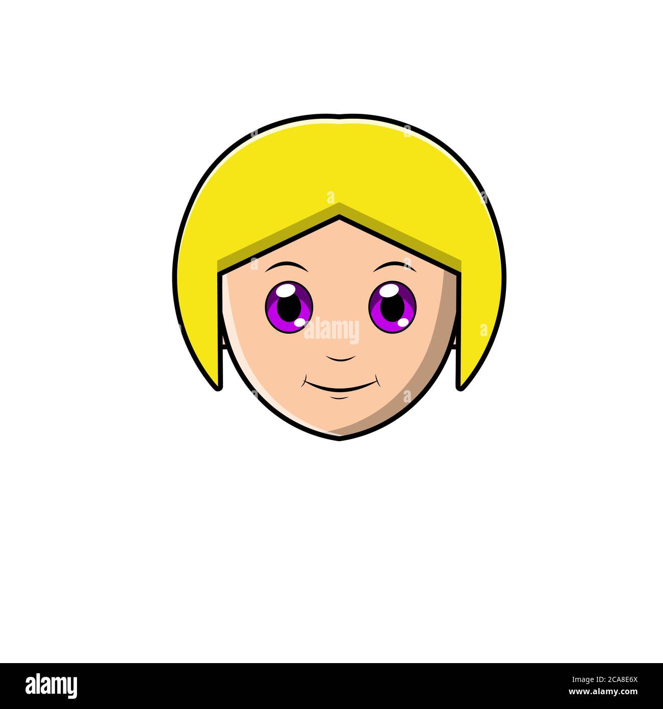 Cute Head Girl Character. Vector cartoon illustration design. Isolated ...