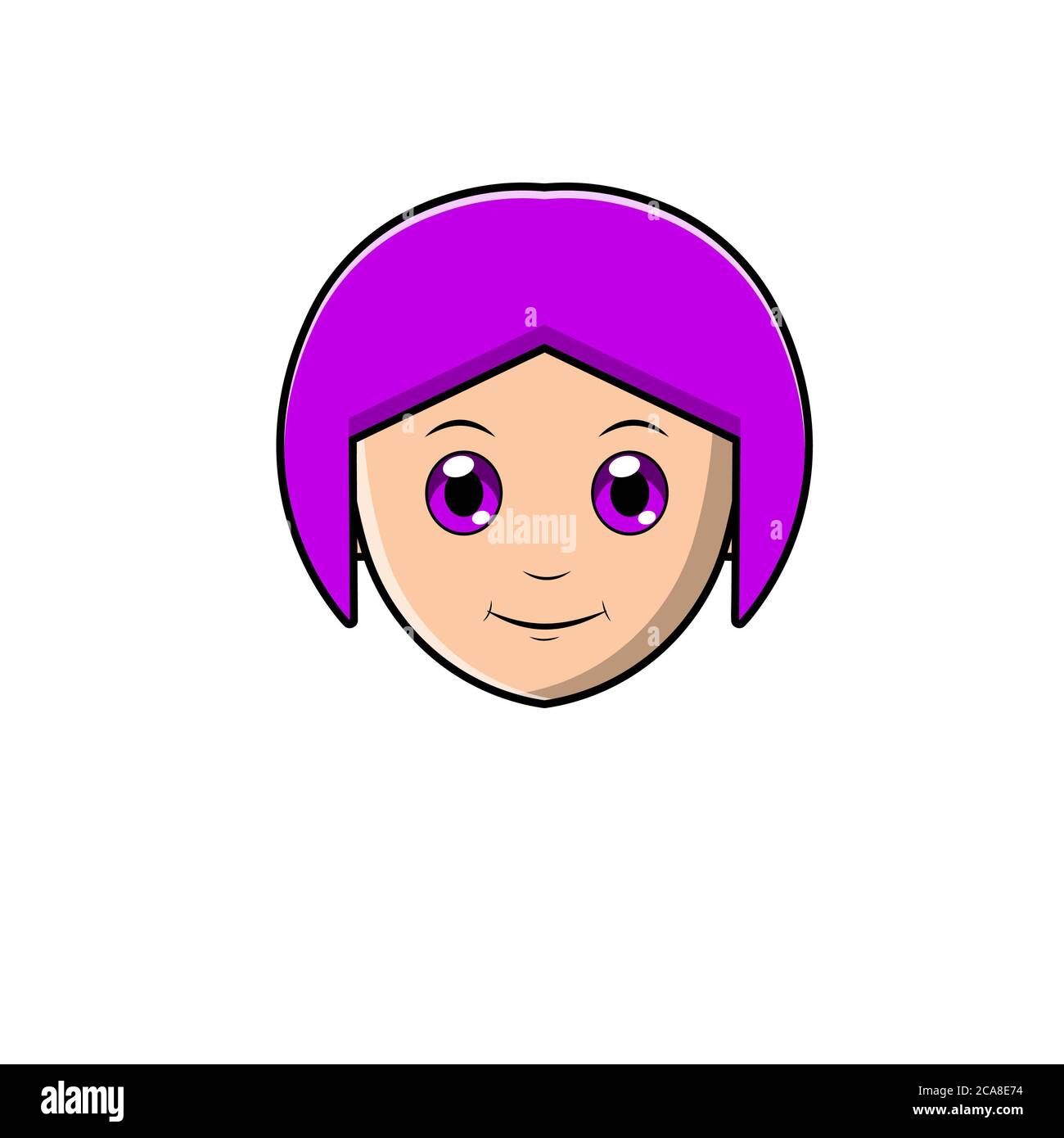 Cute Head Girl Character. Vector cartoon illustration design. Isolated ...