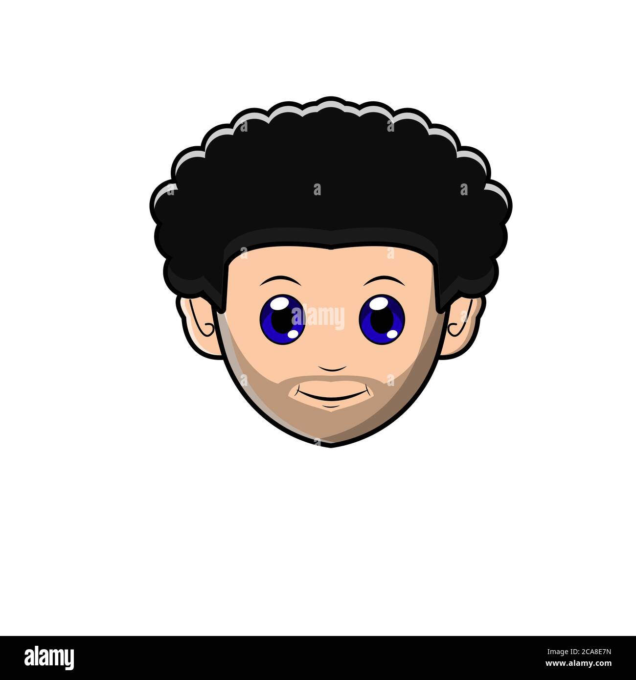 Cute Head Curly Man Character. Vector cartoon illustration design ...