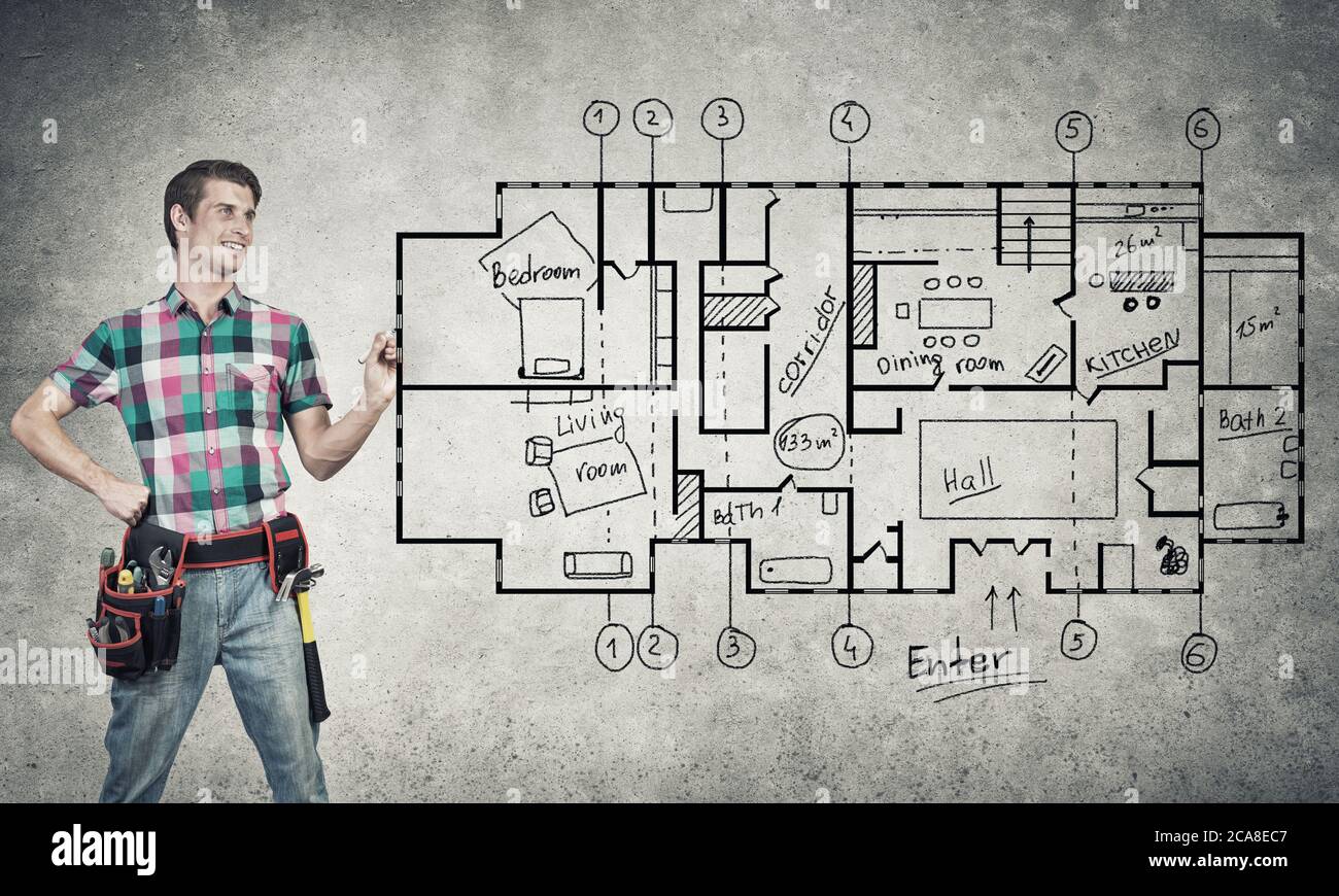 Guy engineer sketching his ideas Stock Photo - Alamy
