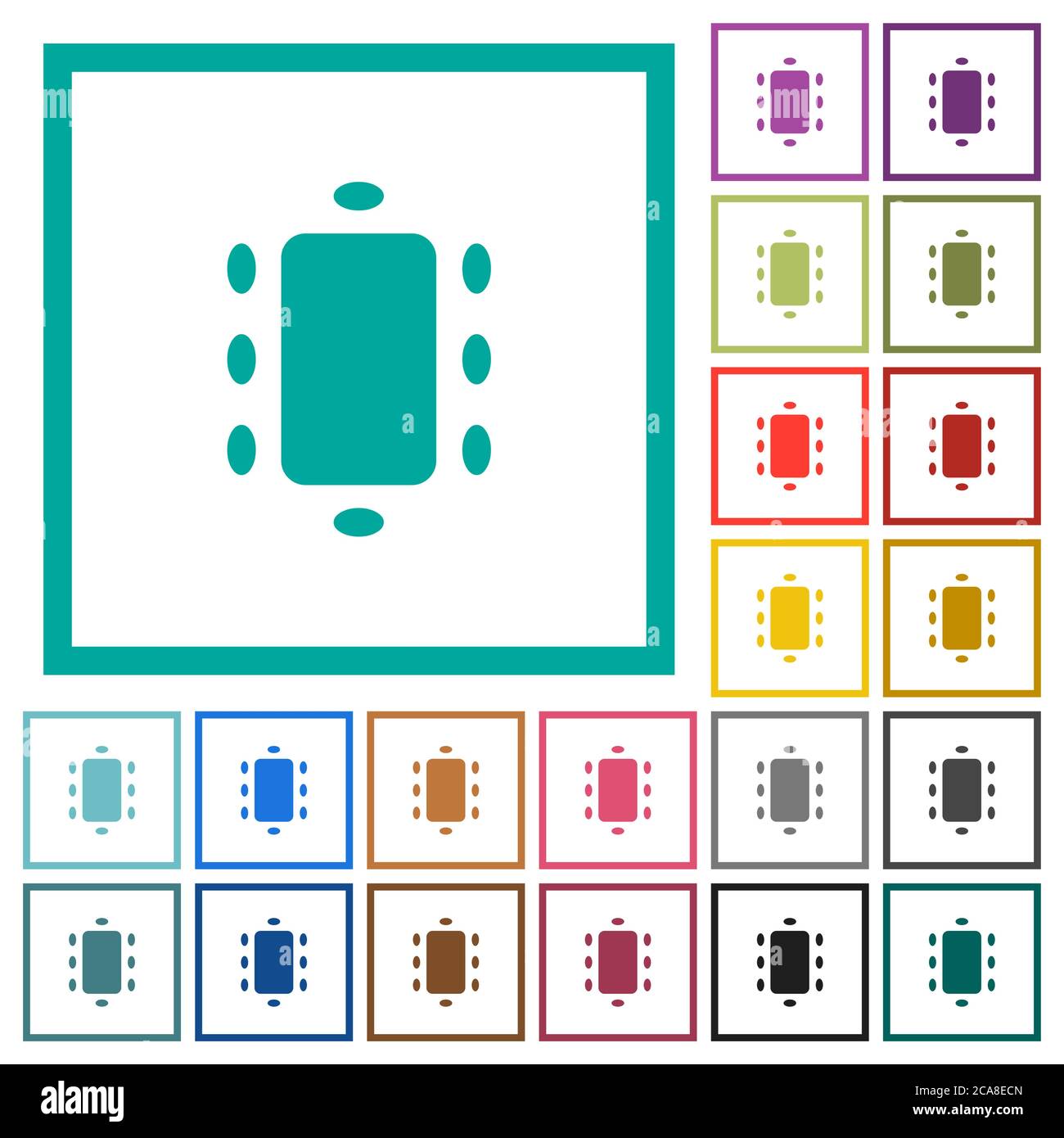 Meeting flat color icons with quadrant frames on white background Stock ...