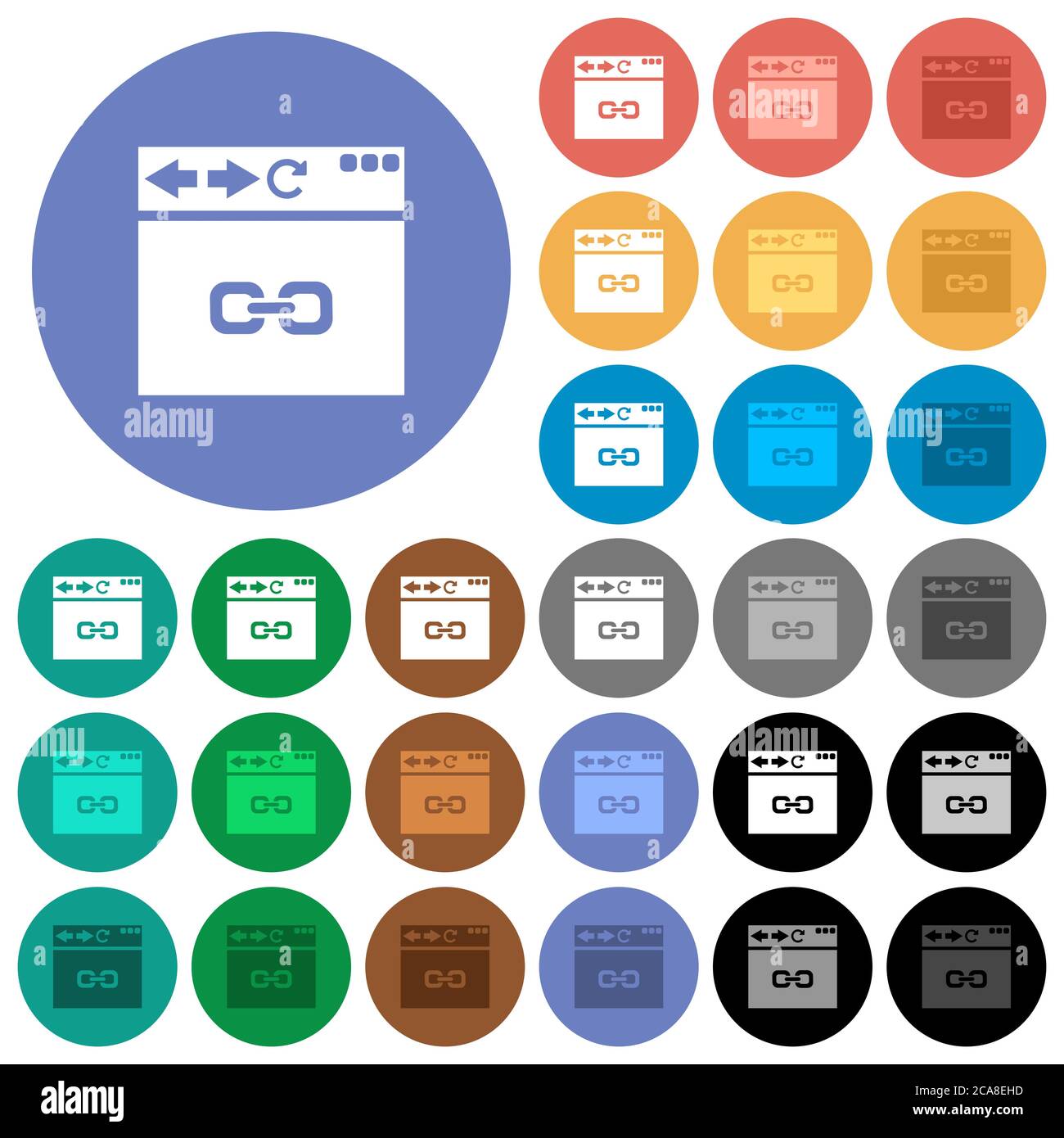 Browser link multi colored flat icons on round backgrounds. Included ...