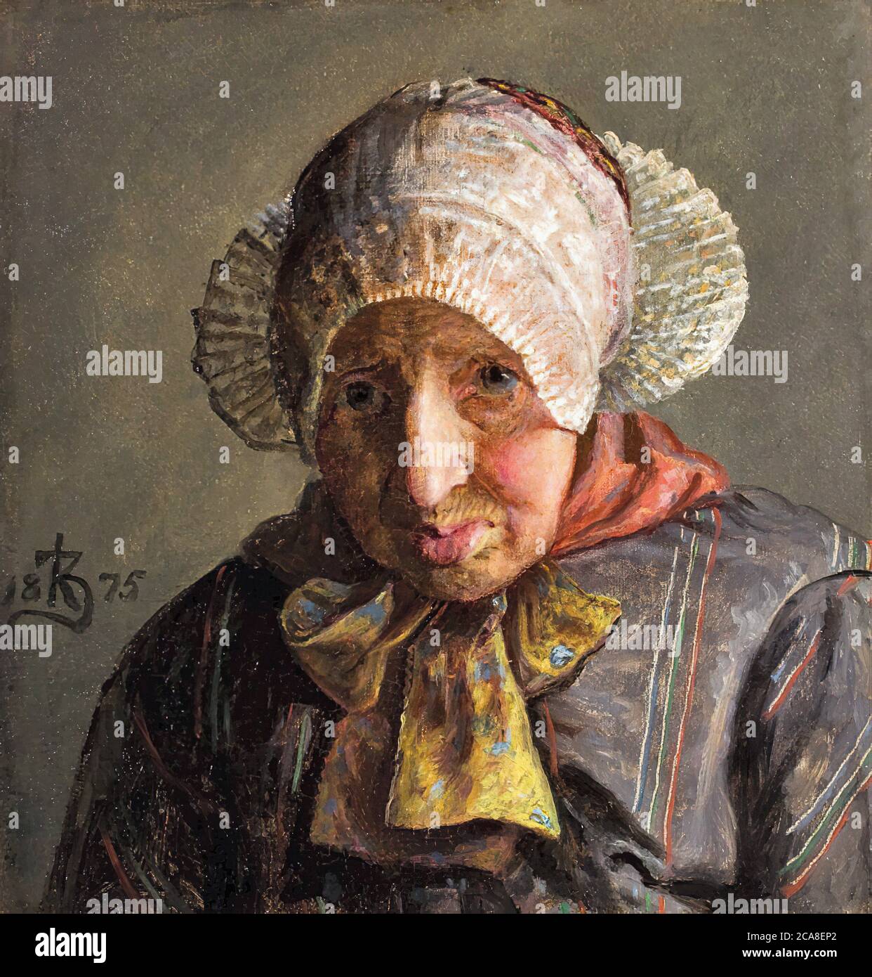 Zahrtmann Kristian - Portrait of an Old Woman - Danish School - 19th ...