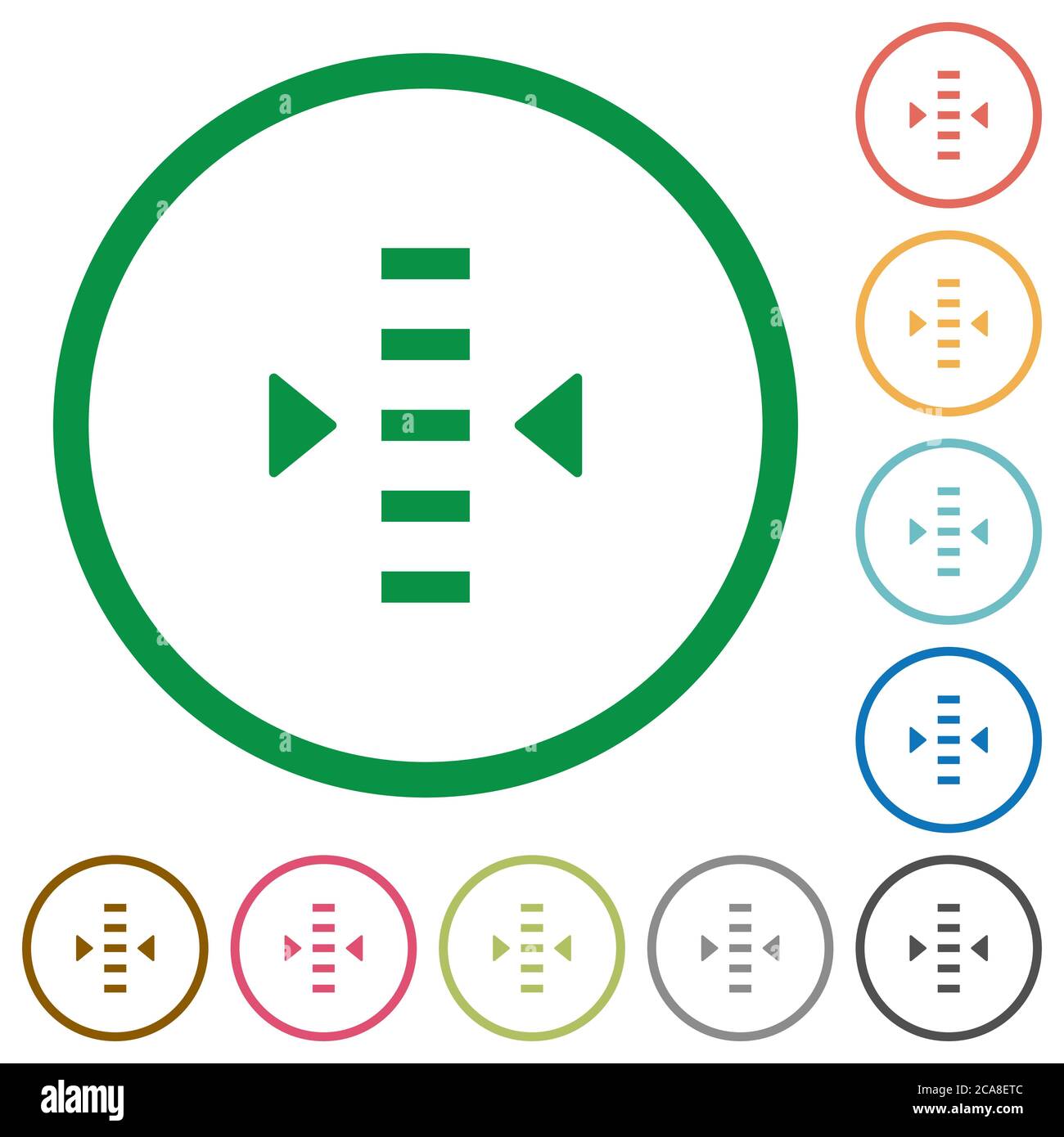 Adjust level flat color icons in round outlines on white background ...