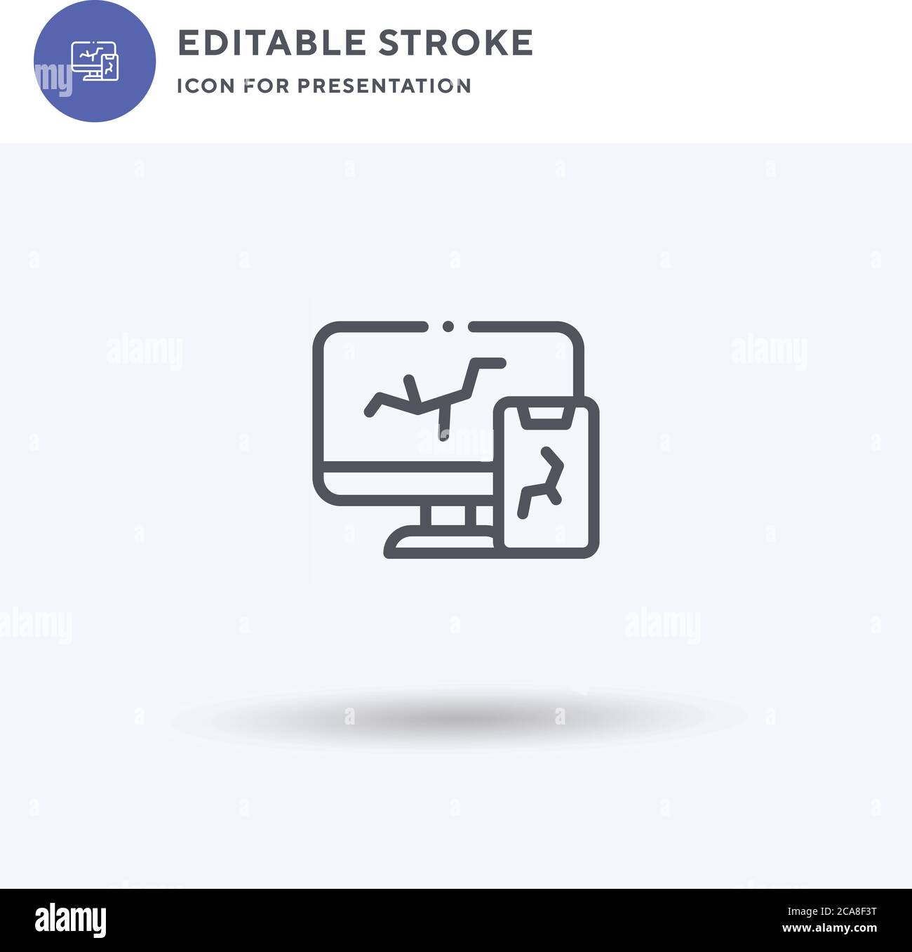 Broken icon vector, filled flat sign, solid pictogram isolated on white ...