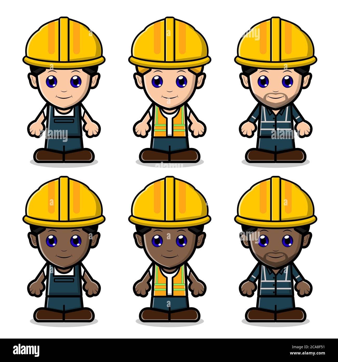 Cute Labor Construction Set Collection Mascot Character. Happy labor ...