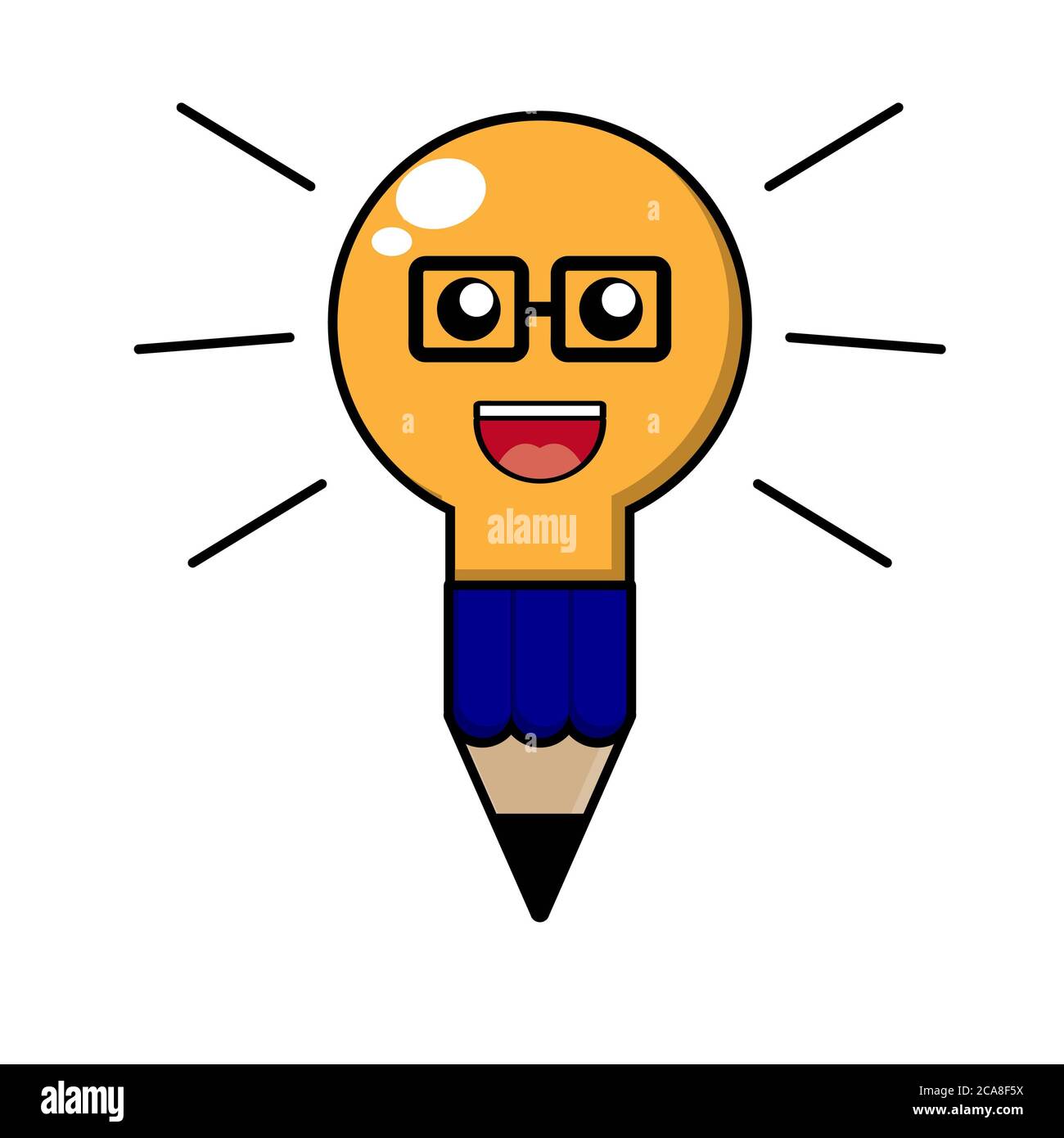 Cute lamp pencil had an idea. Vector cartoon illustration design Stock ...
