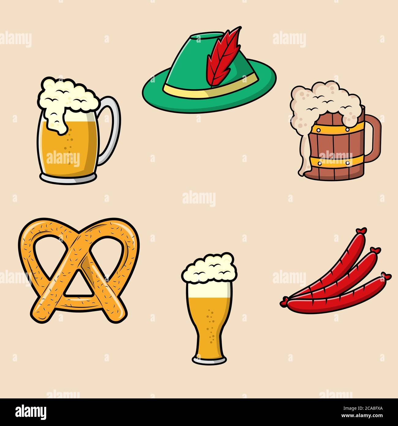 Cute October Fest Set Collection. Vector cartoon illustration design ...