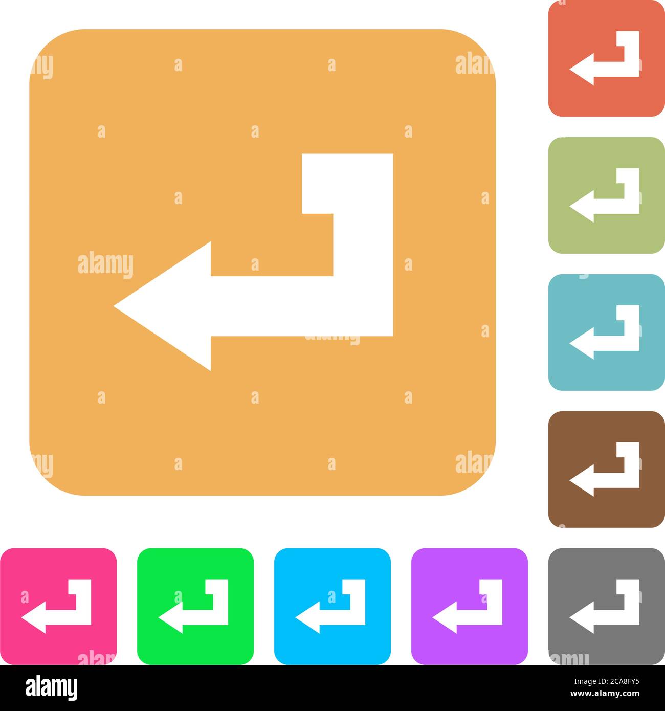 Return key flat icons on rounded square vivid color backgrounds Stock ...