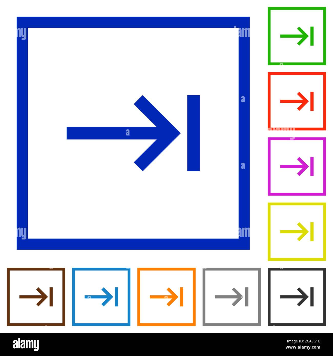 Keyboard tab flat color icons in square frames on white background ...