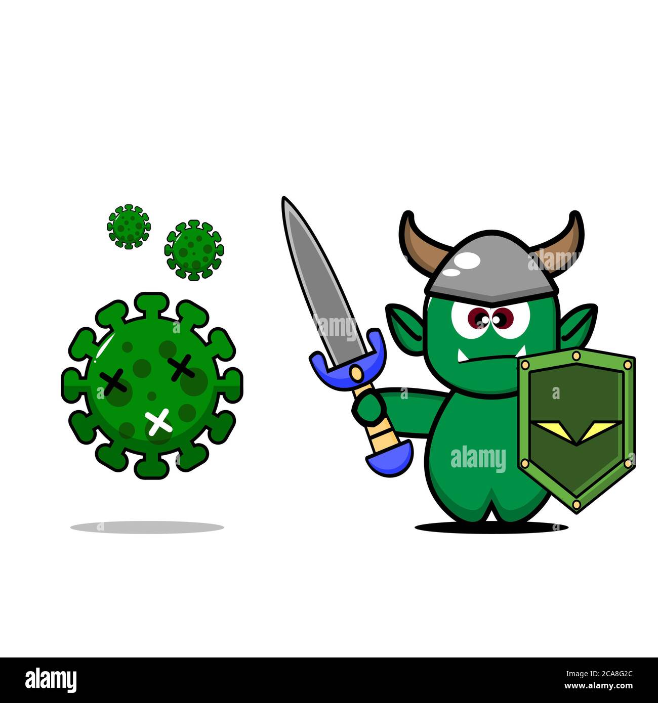 Cute orc with silhouette collection. vector cartoon illustration design ...