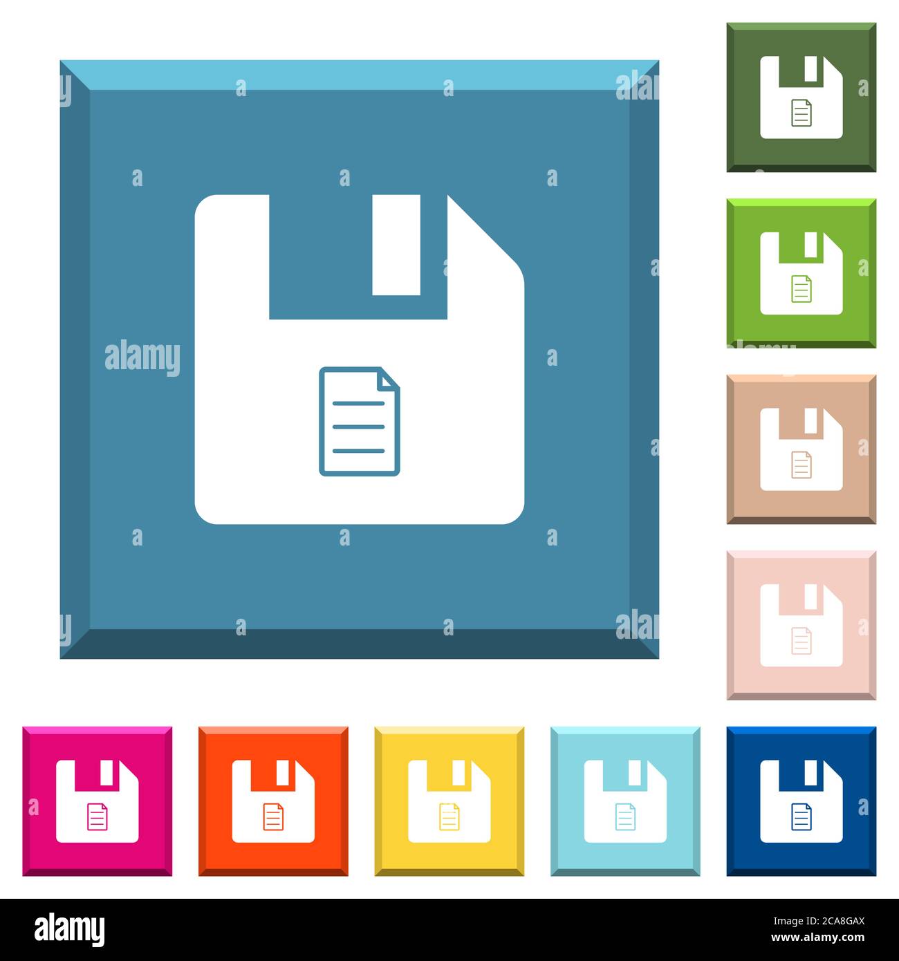 File properties white icons on edged square buttons in various trendy ...