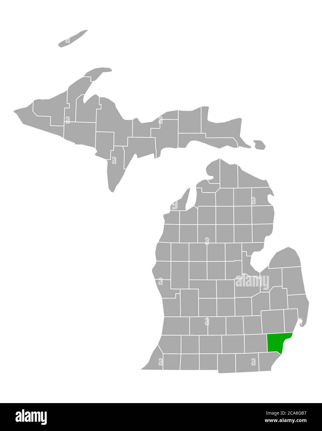 Map of Wayne in Michigan Stock Photo - Alamy
