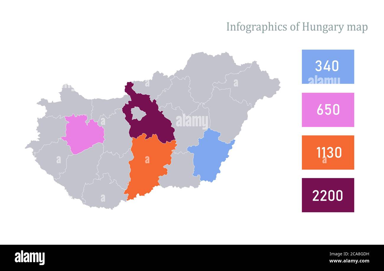 Infographics of Hungary map, individual regions vector Stock Vector ...