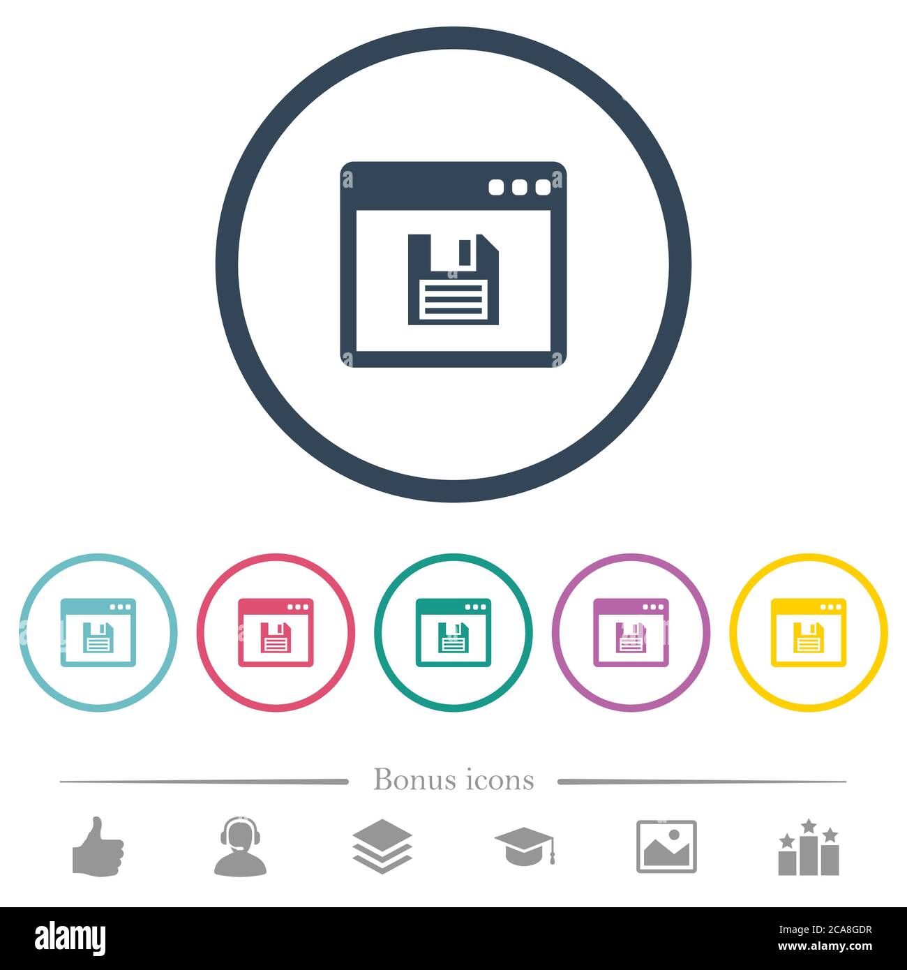 Save Application Flat Color Icons In Round Outlines 6 Bonus Icons Included Stock Vector Image