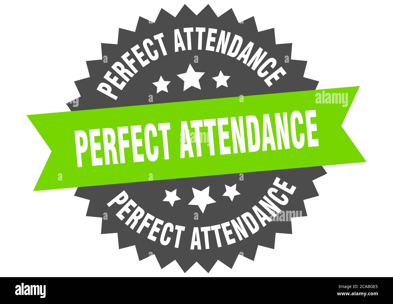 perfect attendance round isolated ribbon label. perfect attendance sign ...