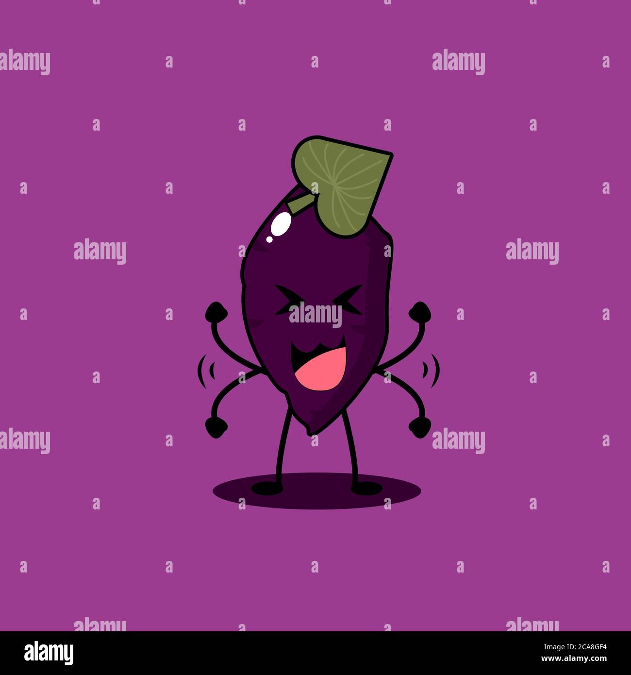 Cute Purple Sweet Potato Mascot Character Collection. Vector cartoon ...