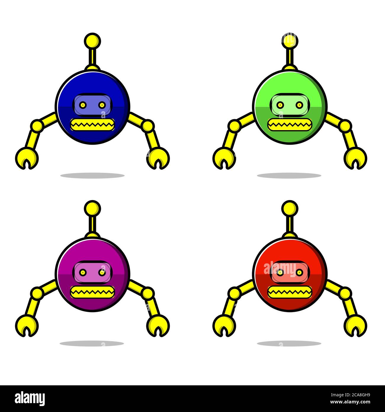 Cute robot mascot character collection. vector cartoon illustration ...