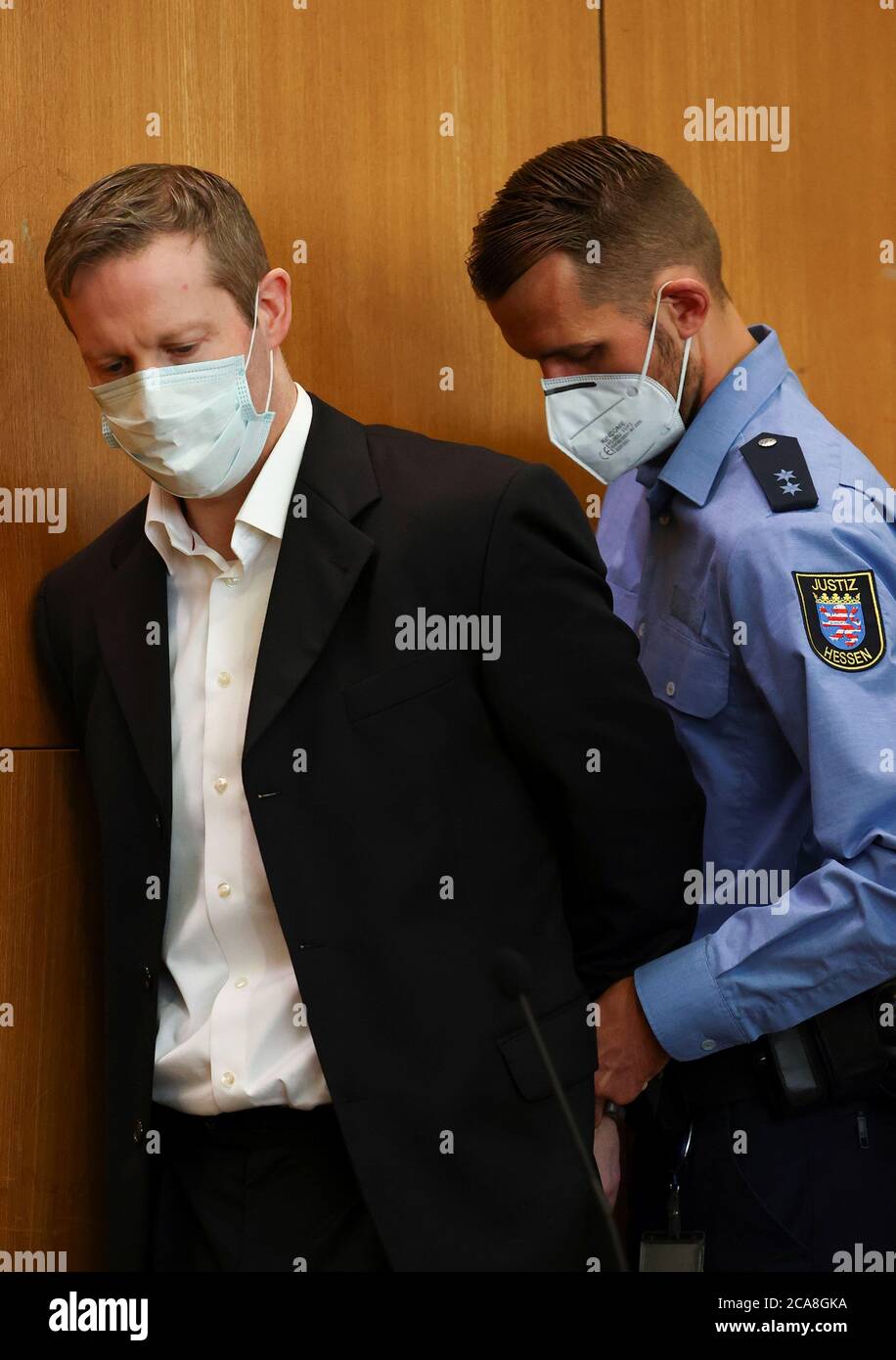 Hessen, Germany. 05th Aug, 2020. Stephan Ernst (l), who is accused of the murder of the ...