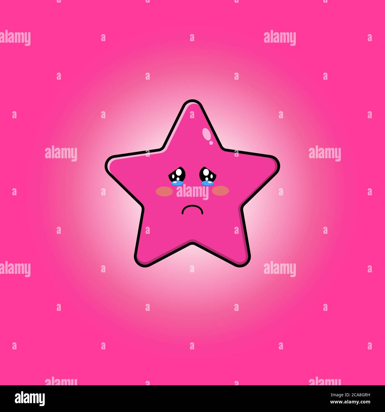 Cute Pink Star Mascot Character. Vector cartoon illustration design ...