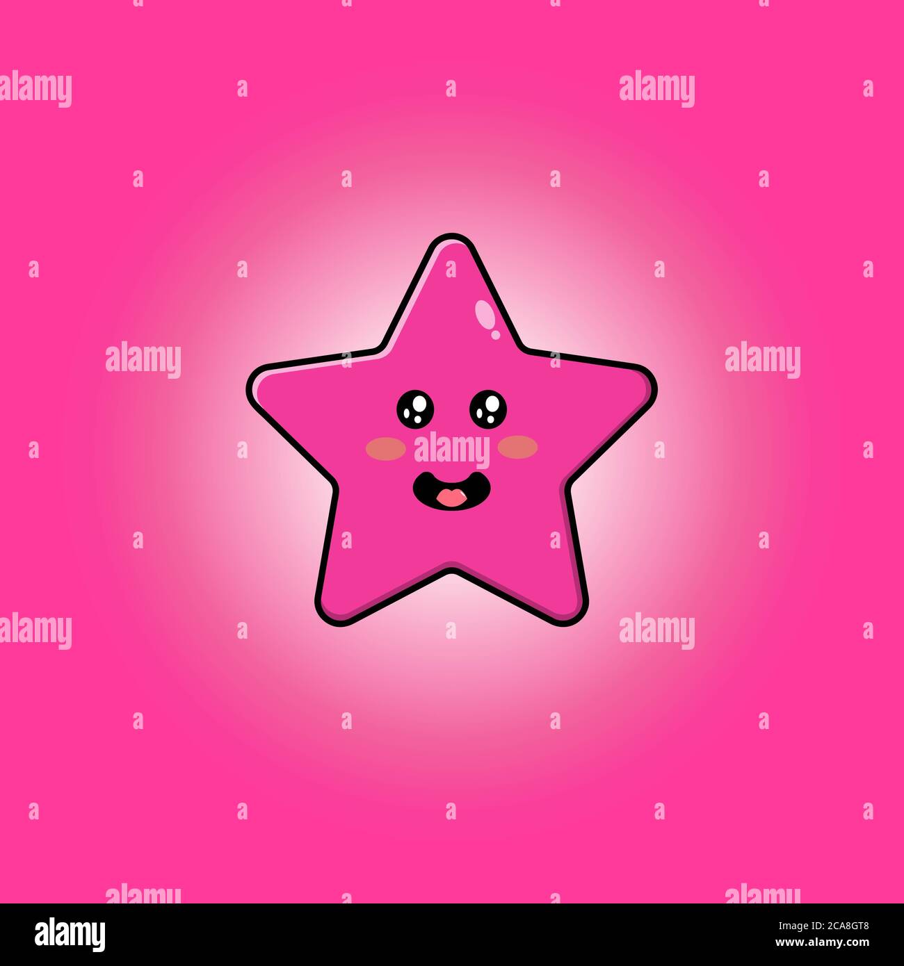 Cute Pink Star Mascot Character. Vector cartoon illustration design ...