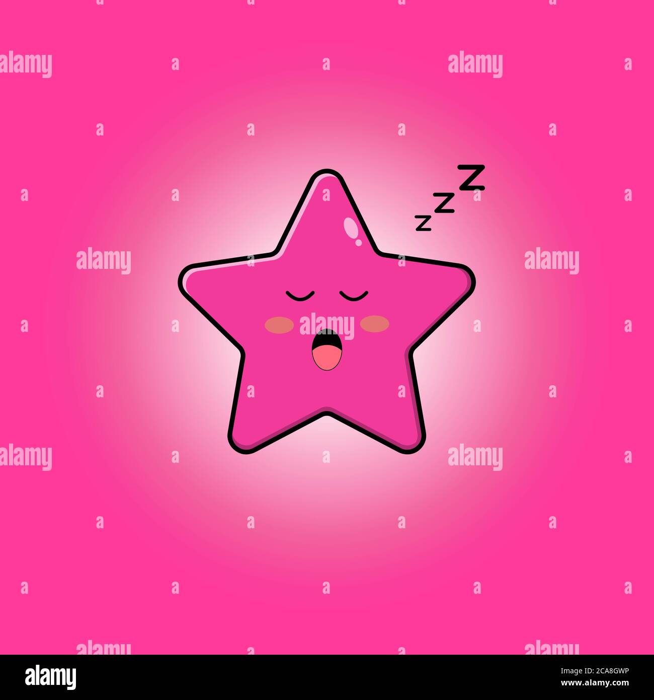Cute Pink Star Mascot Character. Vector cartoon illustration design ...