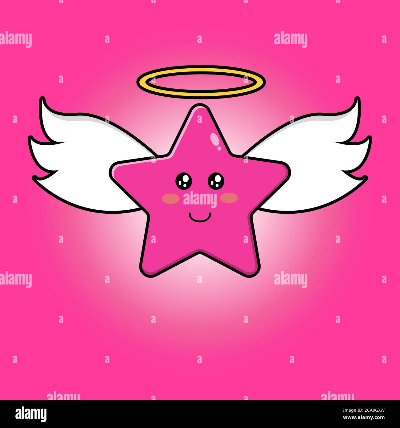 Cute Pink Star Mascot Character. Vector cartoon illustration design ...
