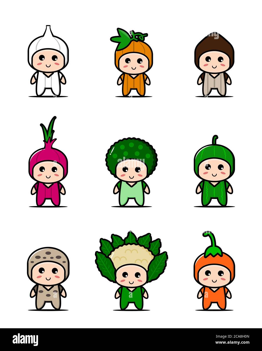 Cute vegetable mascot collection. Vector cartoon illustration design ...