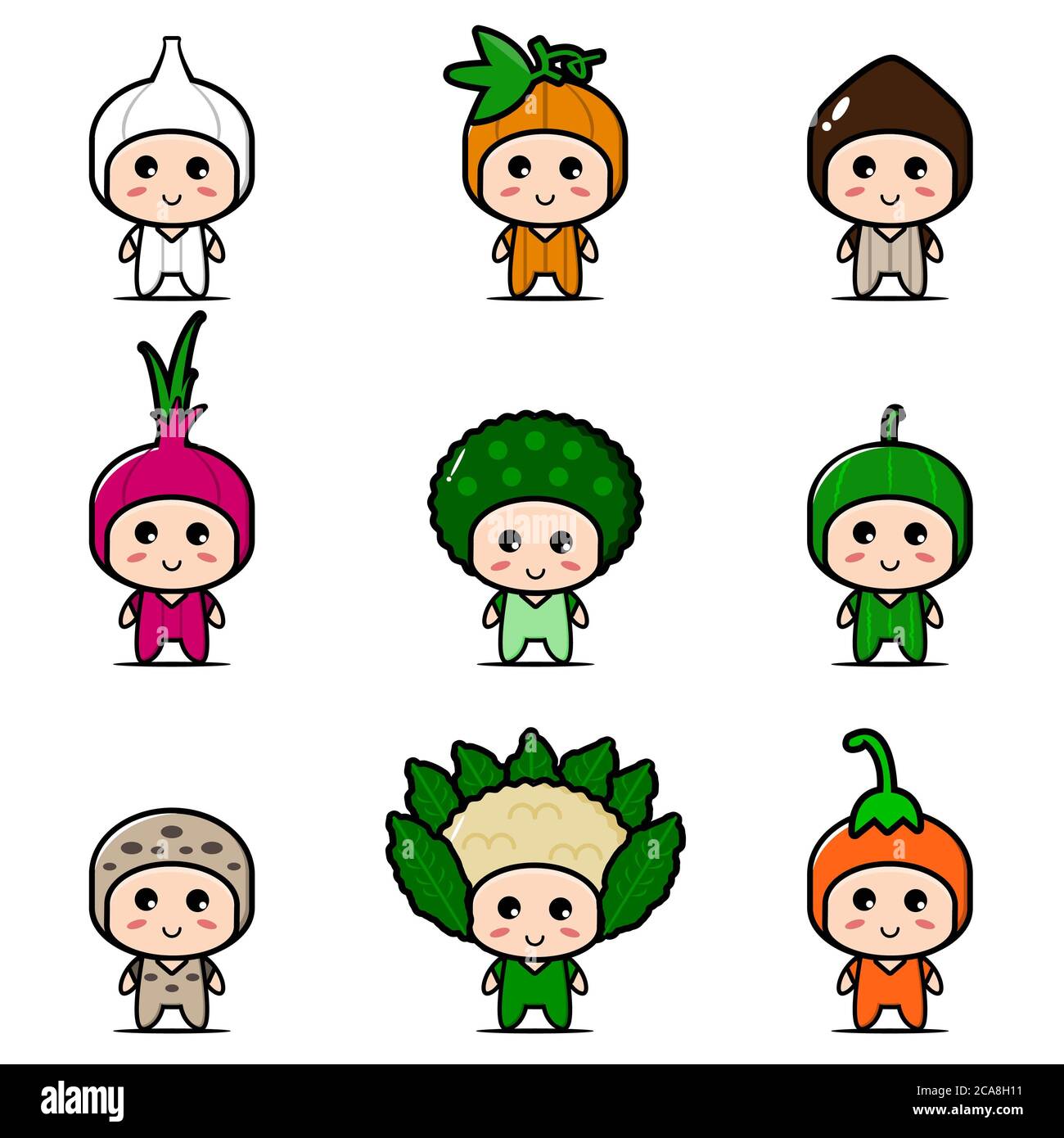 Cute vegetable mascot collection. Vector cartoon illustration design ...