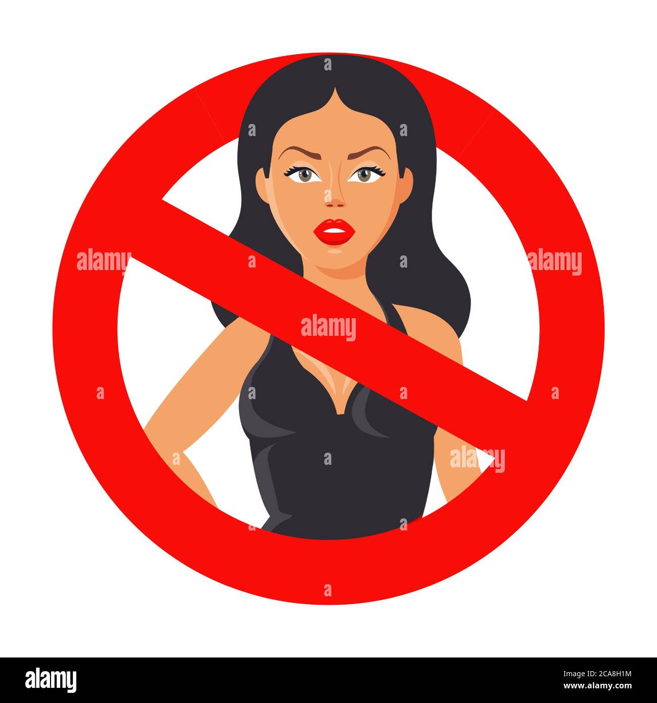 ban for women. restrictions for ladies. Flat character vector ...