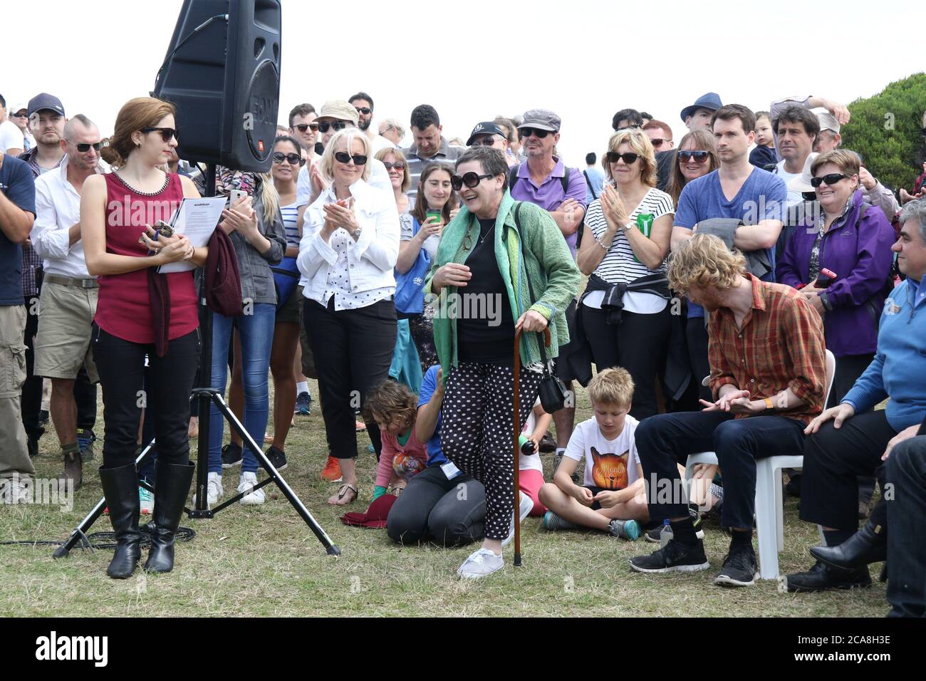 Barbara Licha steps forward to give a speech after being announced as ...