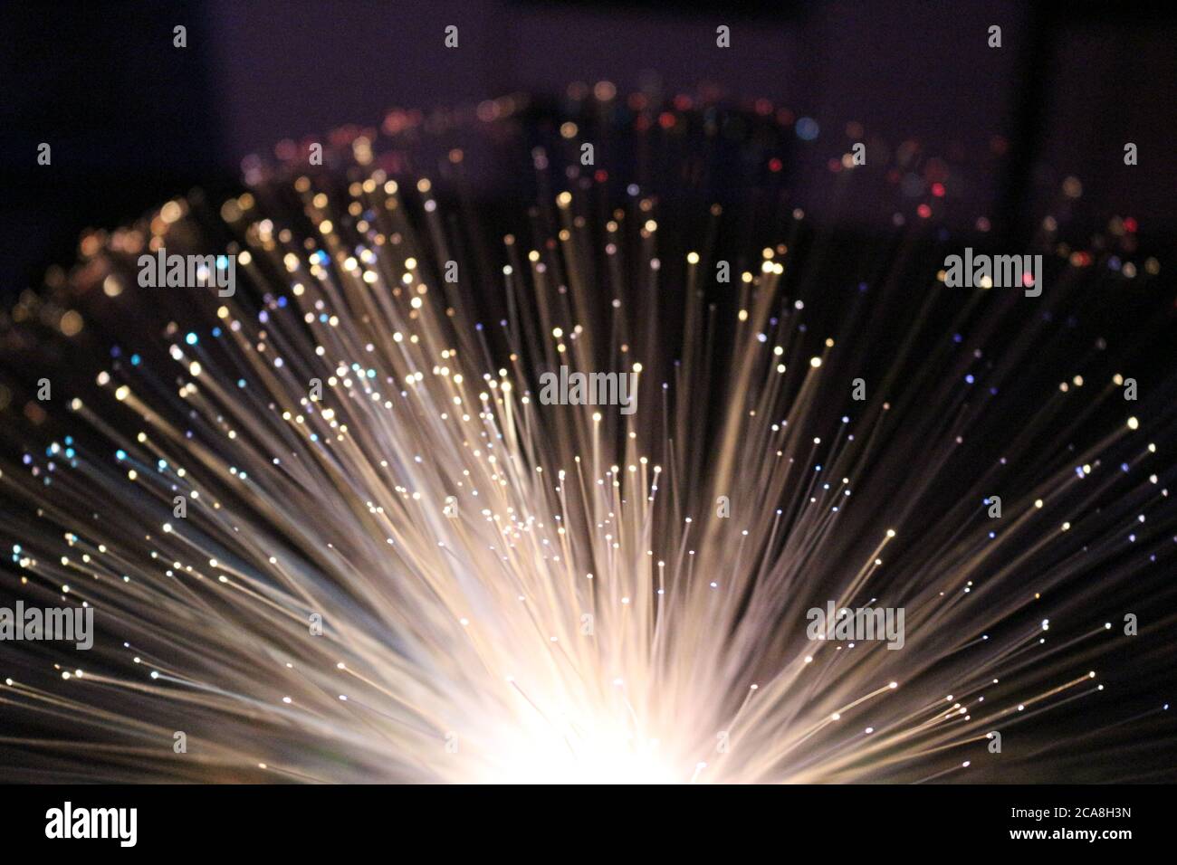 The fiber optic lamp produces suggestive lighting effects Stock Photo ...