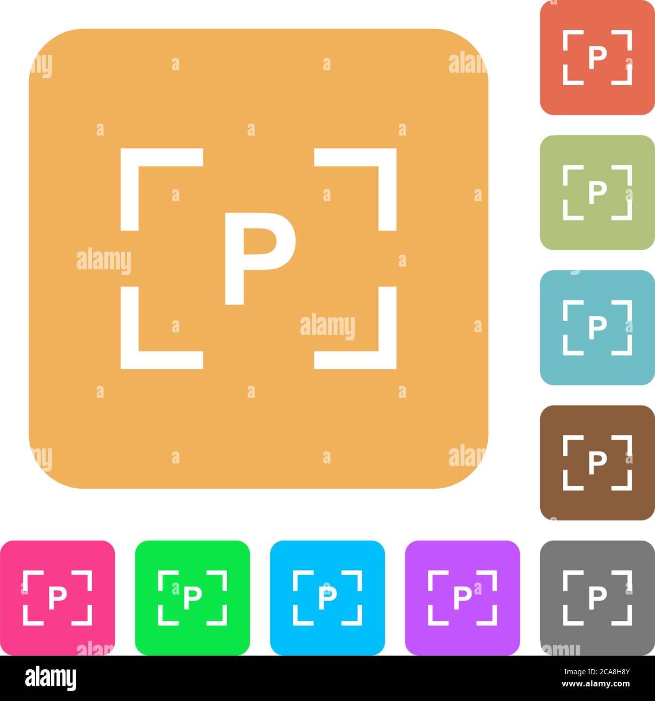 Camera program mode flat icons on rounded square vivid color ...