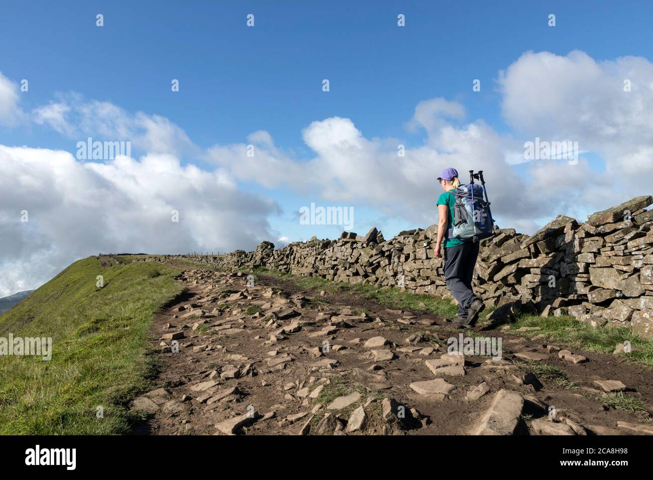 Walker Heading along the Summit Ridge of Whernside from Knoutberry Hill ...