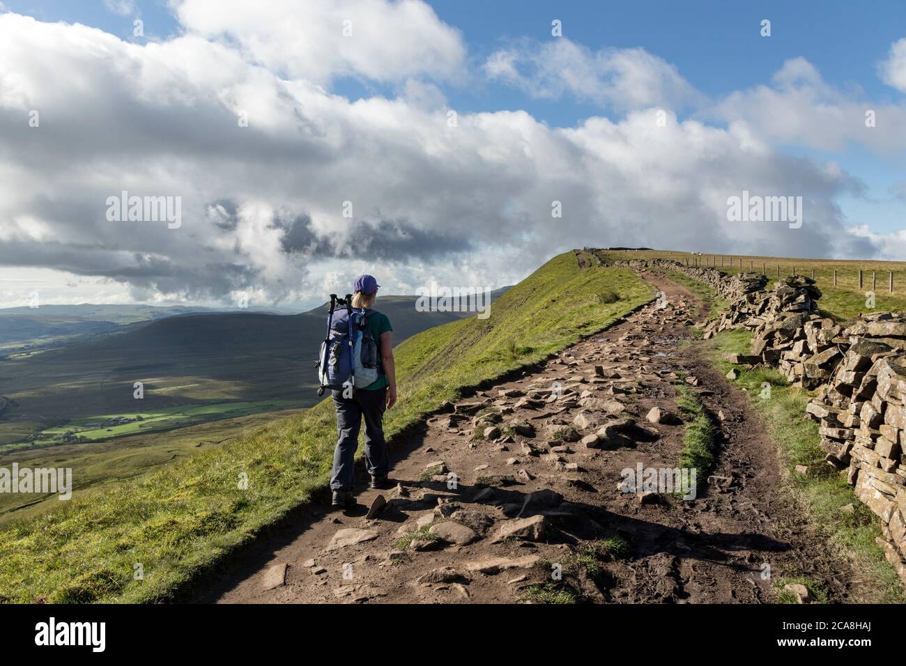 Walker Heading along the Summit Ridge of Whernside from Knoutberry Hill ...