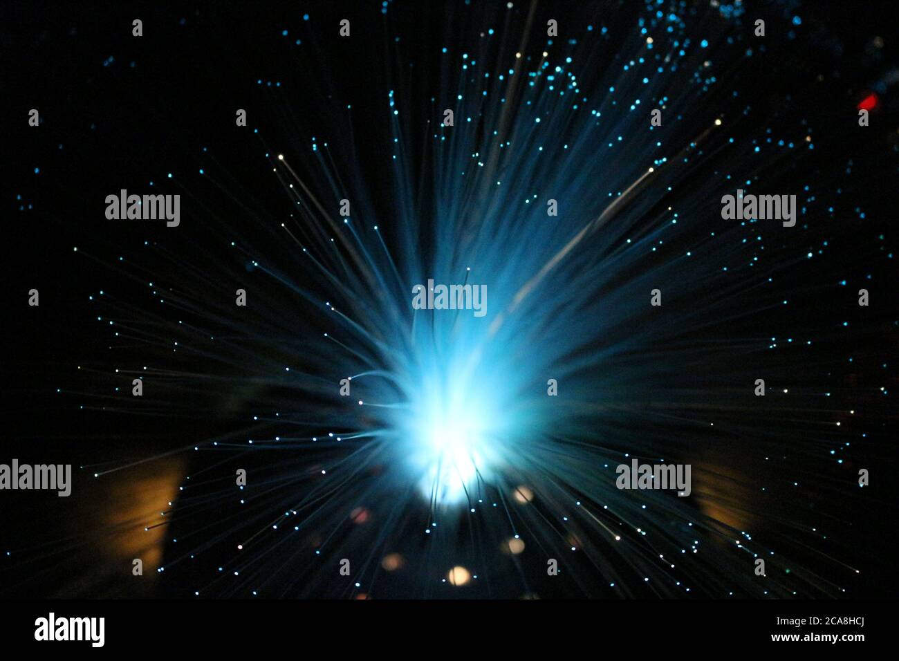 The fiber optic lamp produces suggestive lighting effects Stock Photo ...
