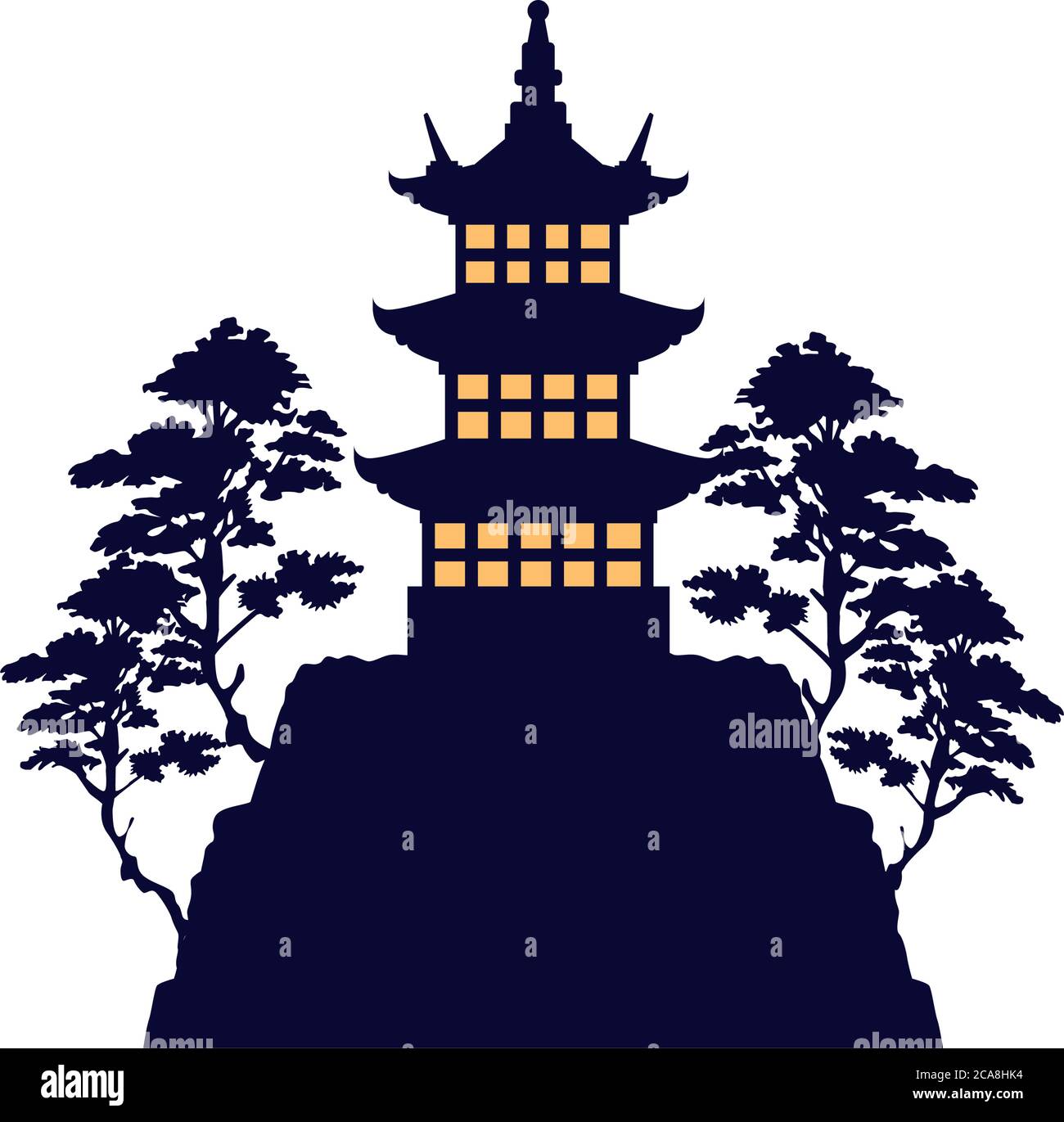 Osaka castle japanese architecture with trees in mount vector ...
