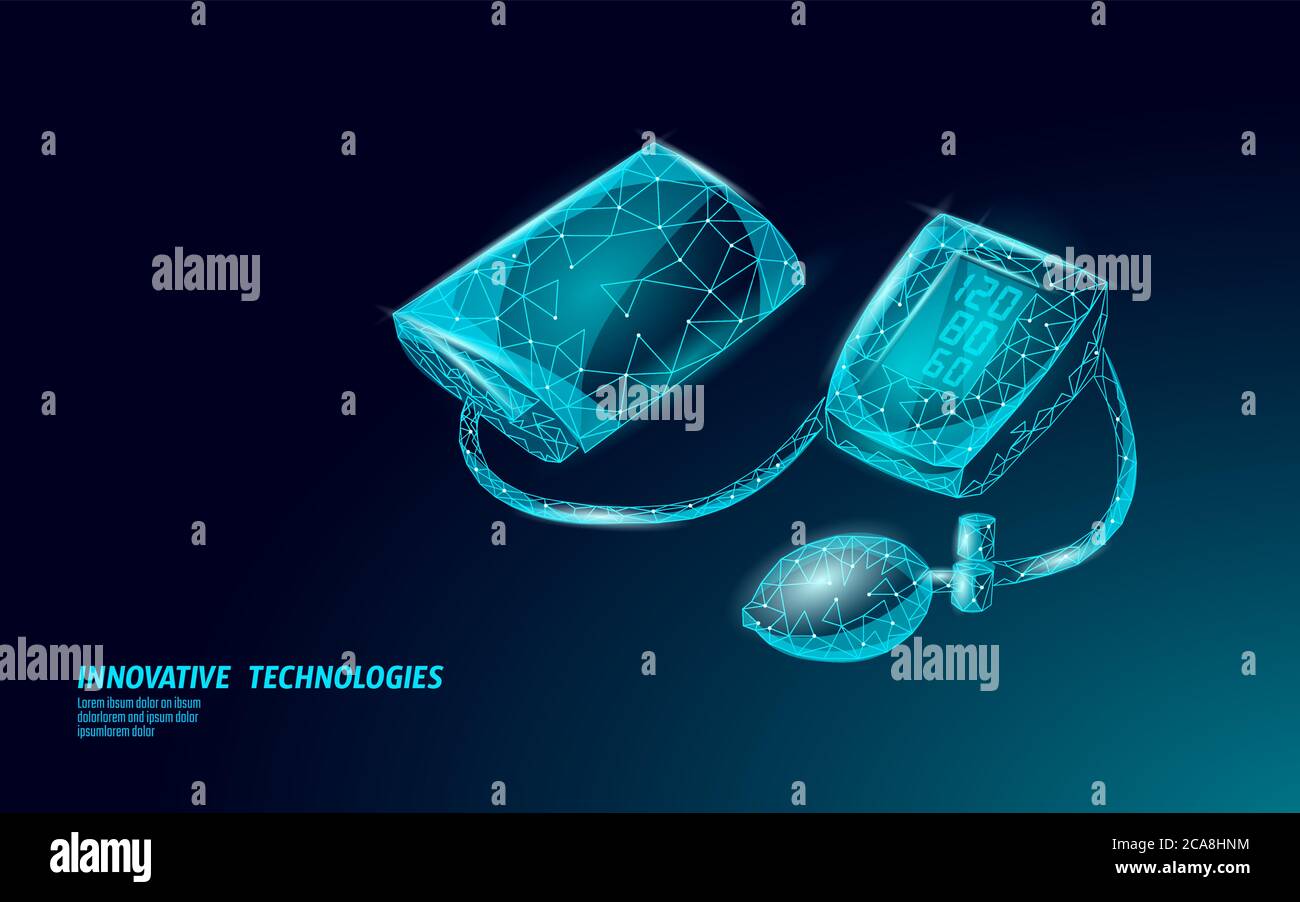 3D low poly electronic medical tonometer for measuring blood pressure ...