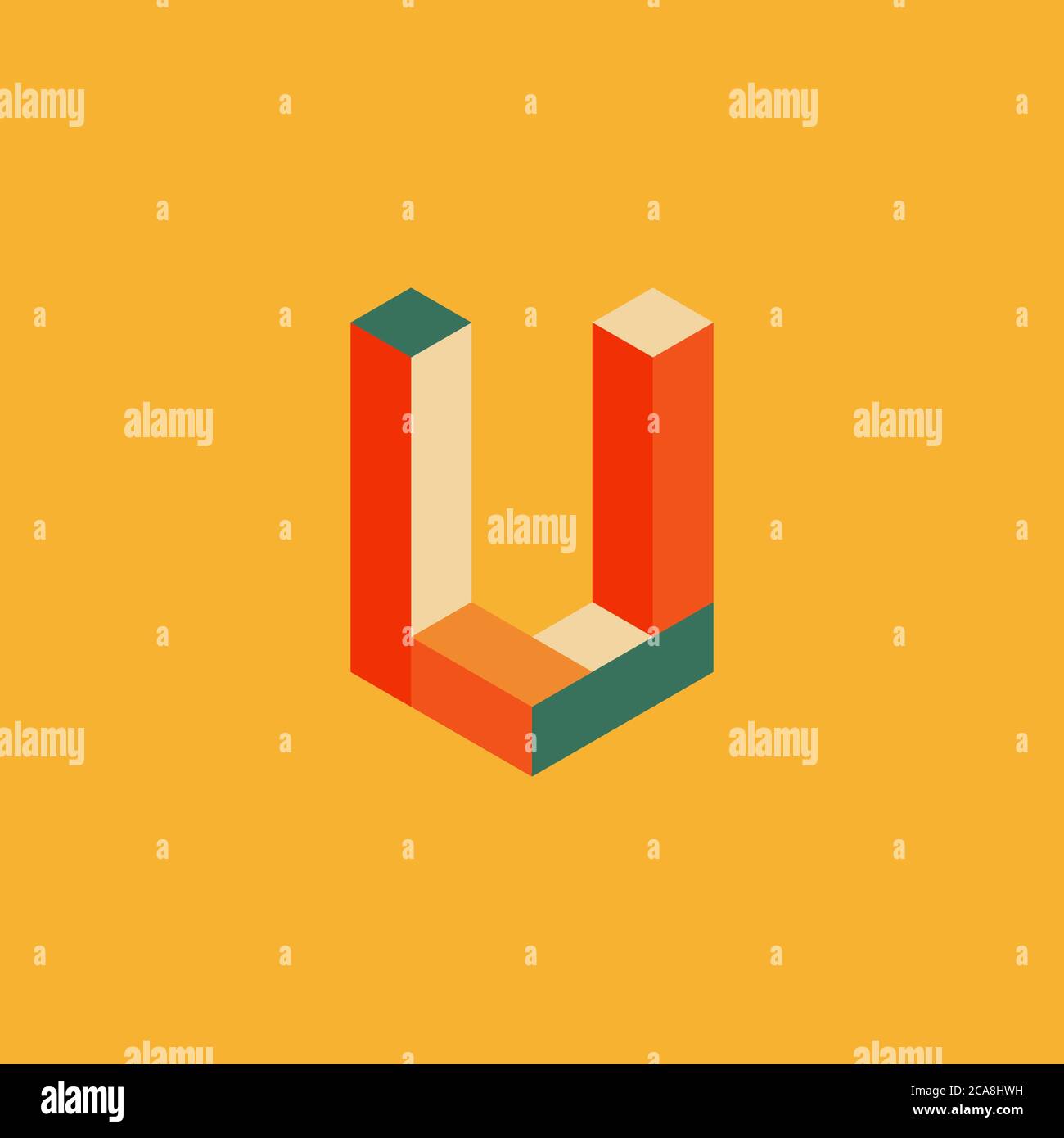 Isometric Letter U Icon Design Element Template Colorful Stock Photo ...