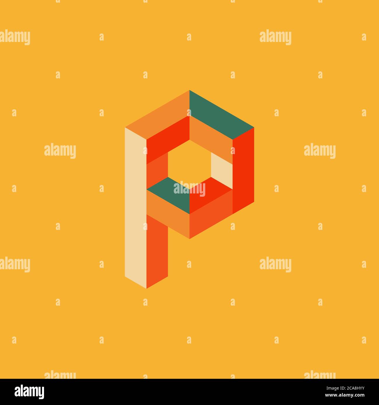 Isometric Letter P Icon Design Element Template Colorful Stock Photo ...