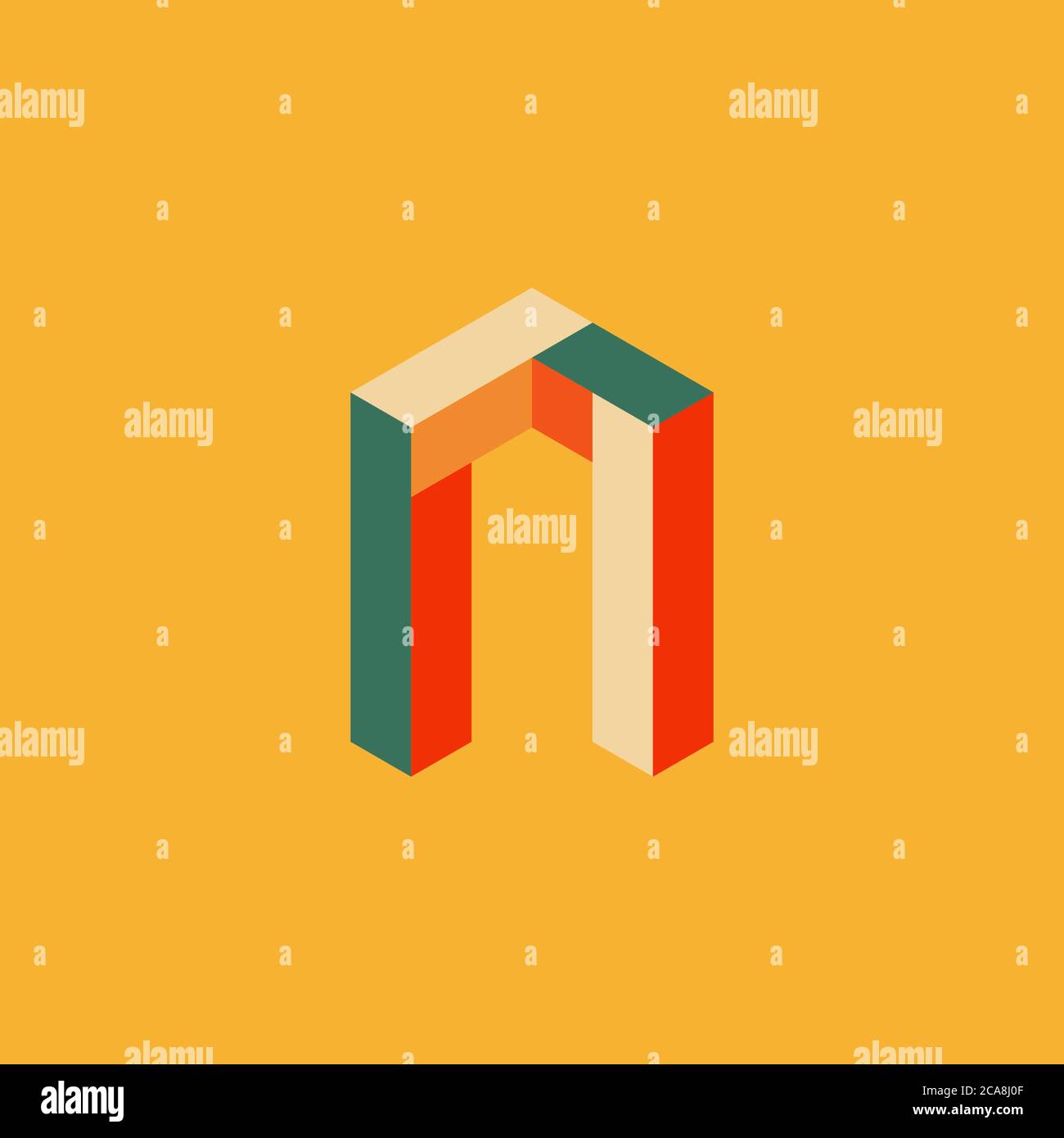 Isometric Letter N Icon Design Element Template Colorful Stock Photo ...