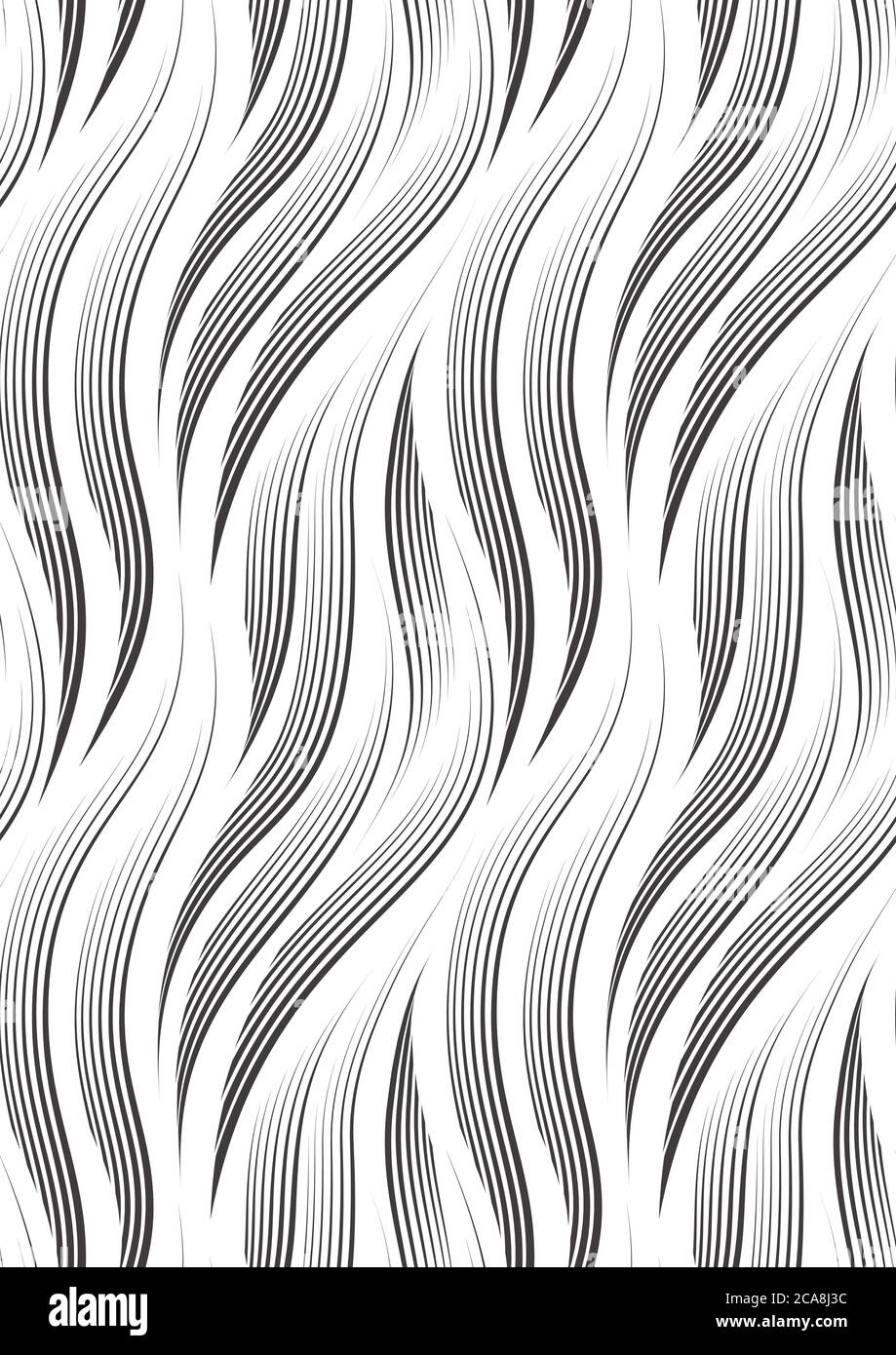 Vector seamless pattern of smooth lines drawn with a black pen or liner ...