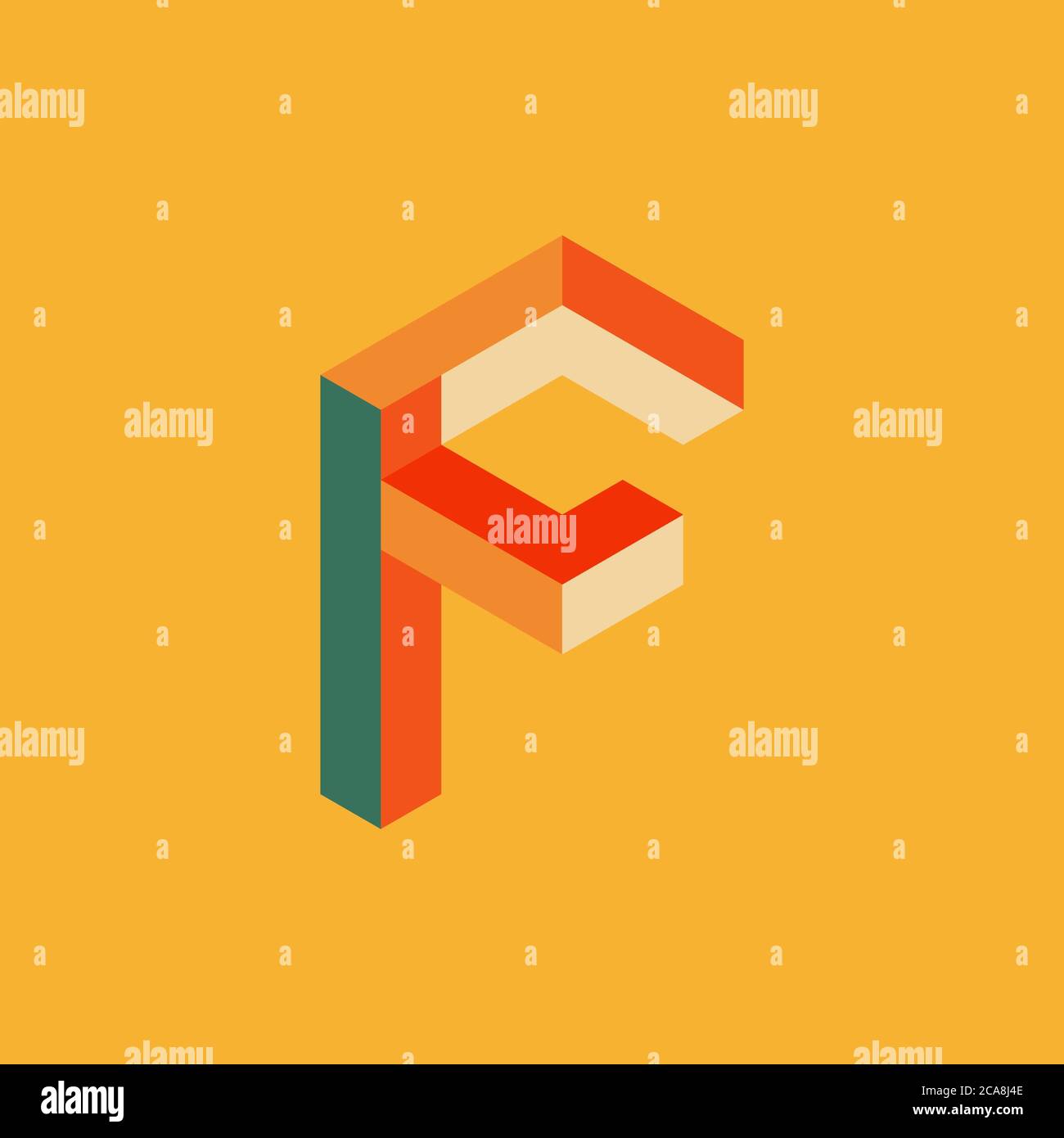Isometric Letter F Icon Design Element Template Colorful Stock Photo ...