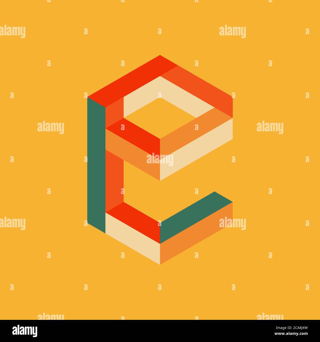 Isometric Letter E Icon Design Element Template Colorful Stock Photo ...