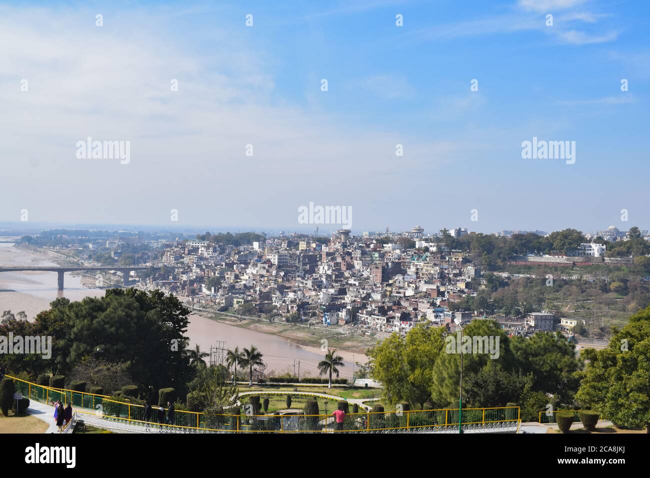Aerial view of modern city. Crowded city from top. Jammu cityscape. J&k ...
