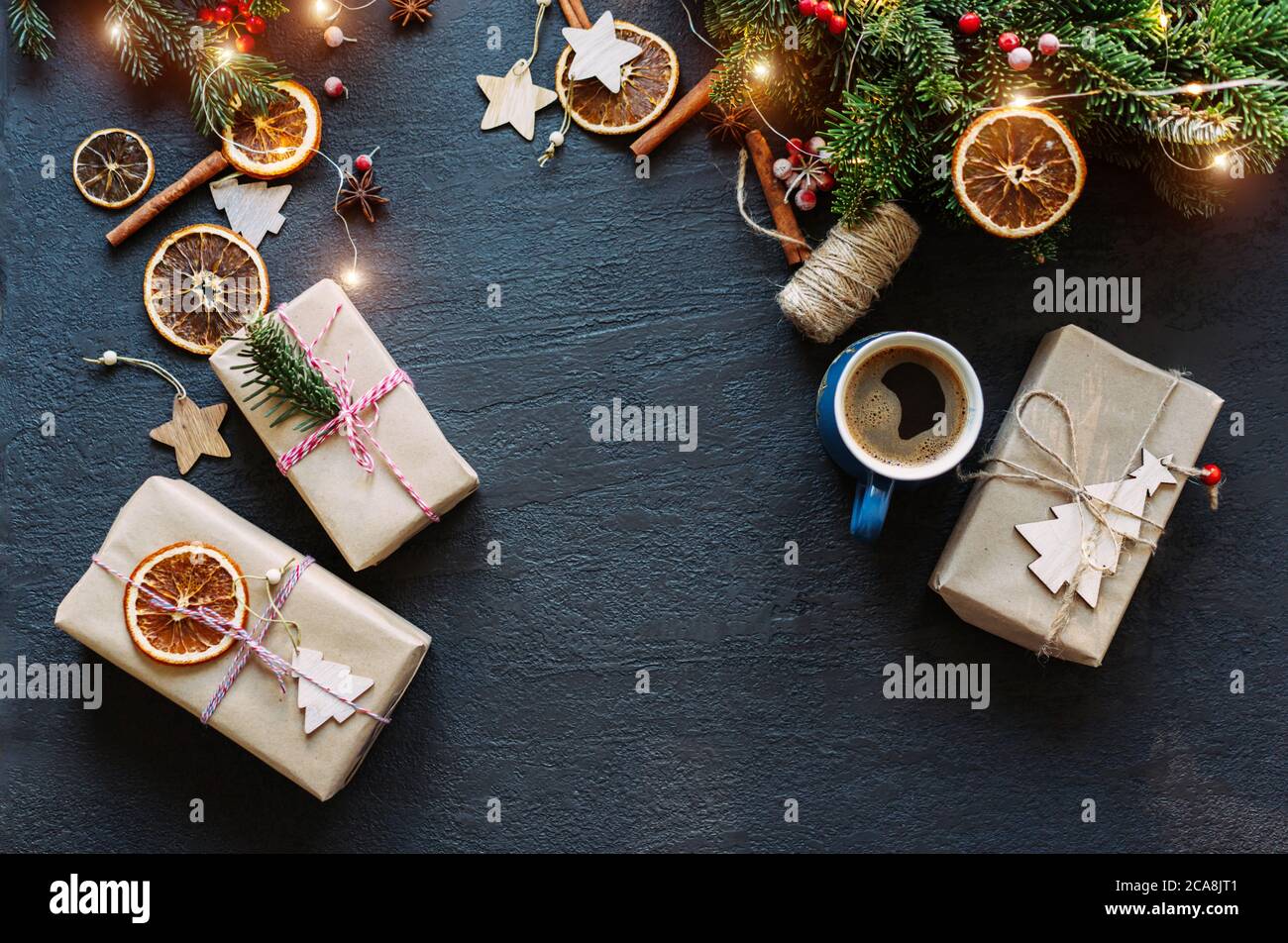 new year layout on dark background Stock Photo - Alamy
