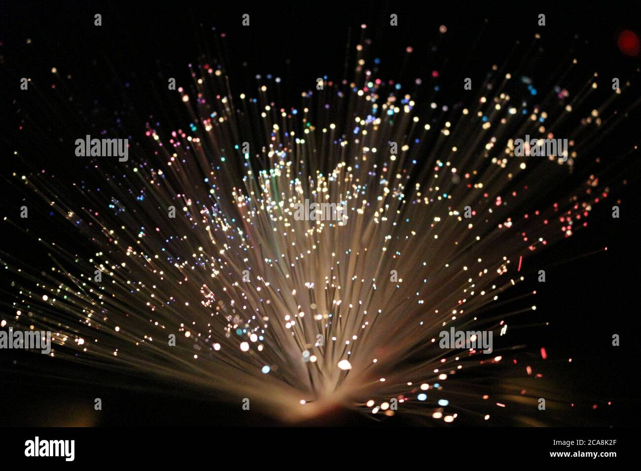The fiber optic lamp produces suggestive lighting effects Stock Photo ...